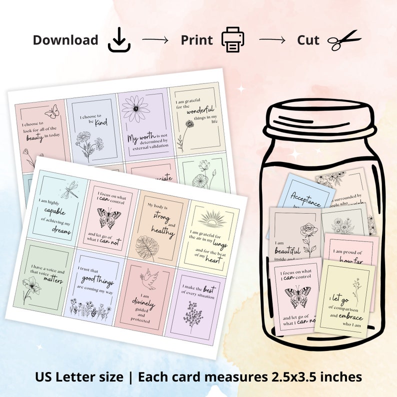 Affirmation Cards Printable | Positive Quote Flash Cards for Women ...