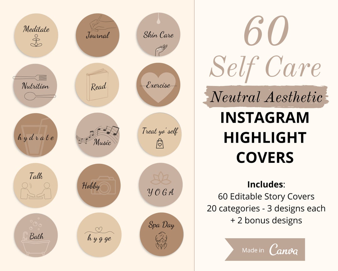 Neutral Self Care Instagram Story Highlight Covers | Boho Instagram ...