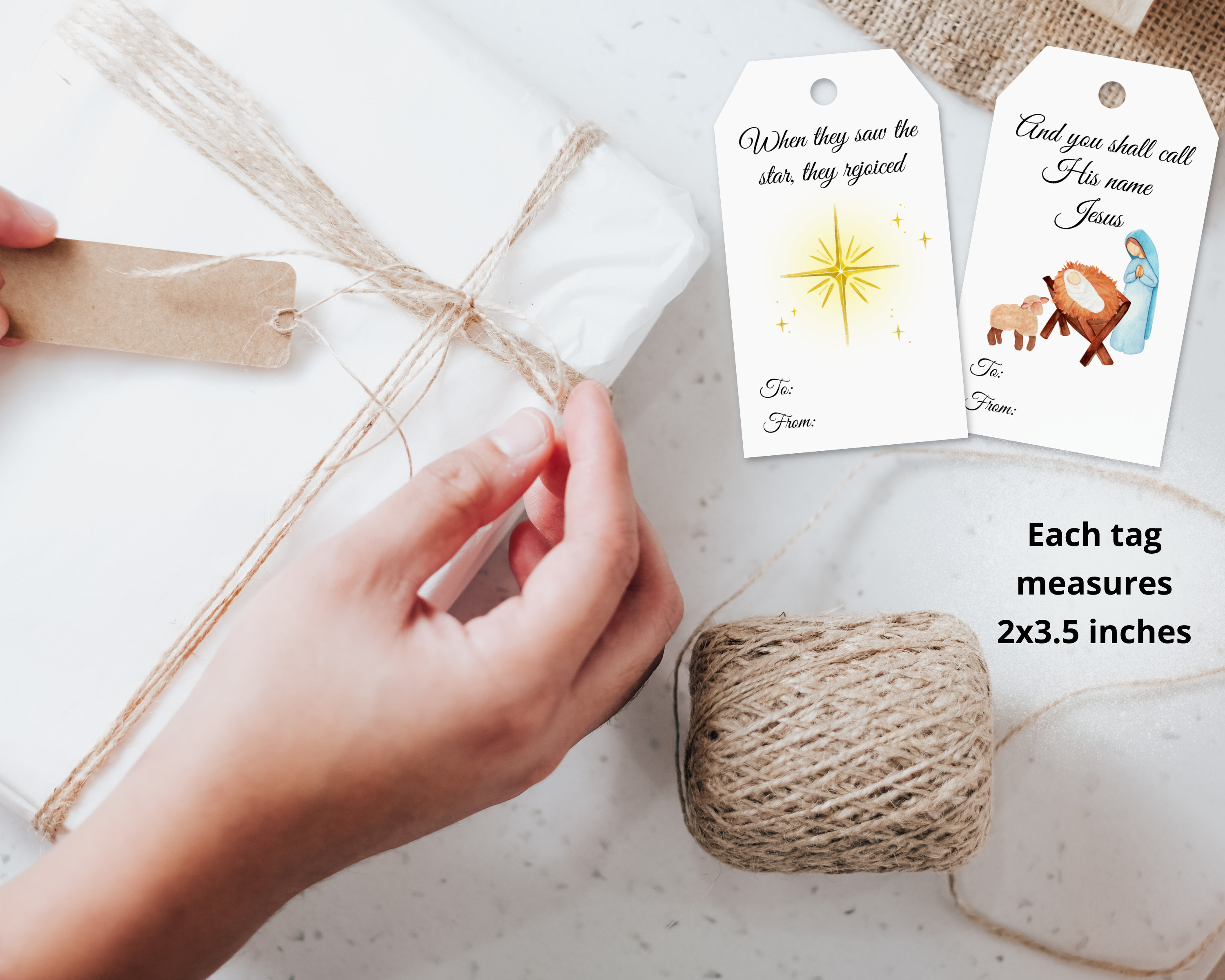 Printable Christmas Gift Tags | Nativity Bible Verse Labels | DIY ...