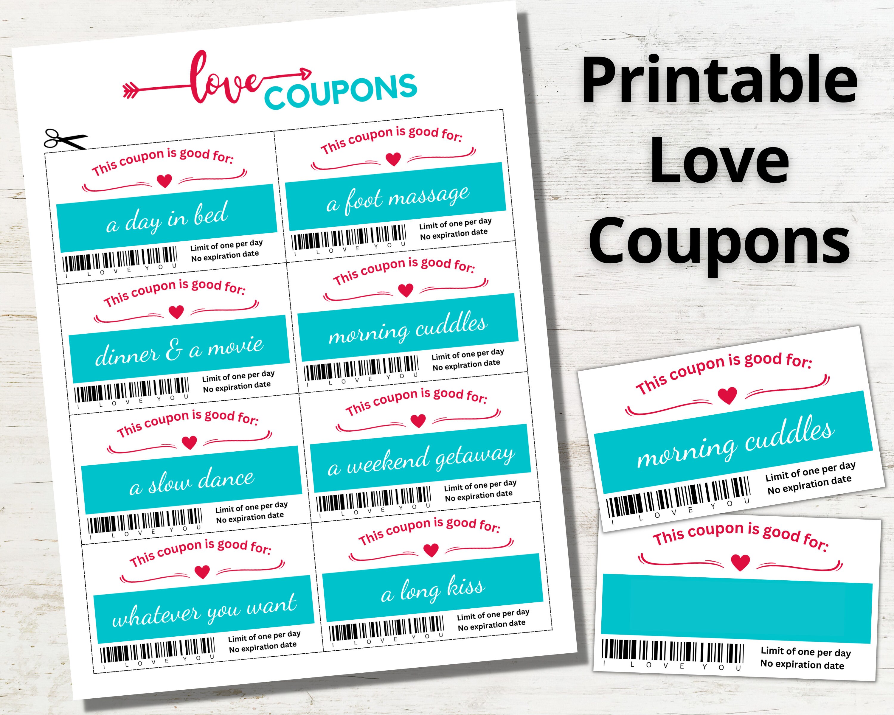 Printable Love Coupons | DIY Anniversary Gift | Birthday Vouchers for ...