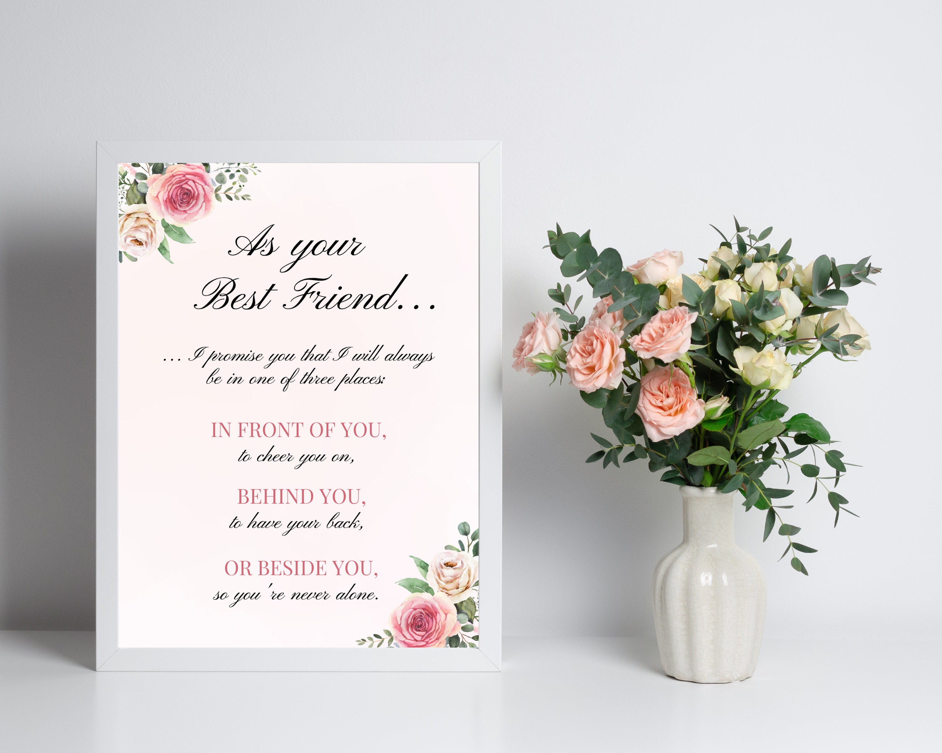 Printable Best Friend Poem Floral Watercolor Birthday Card for Bestie ...