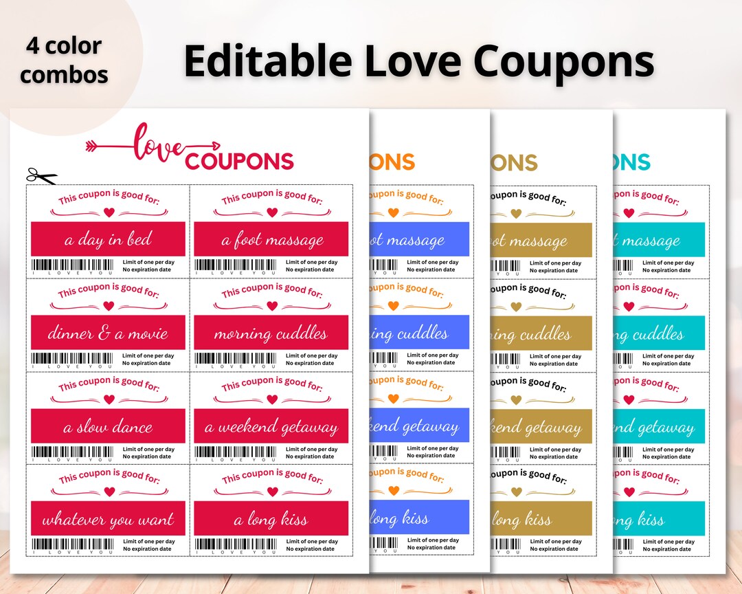 Editable Love Coupons | Custom Gift Vouchers Printable | Personalized ...