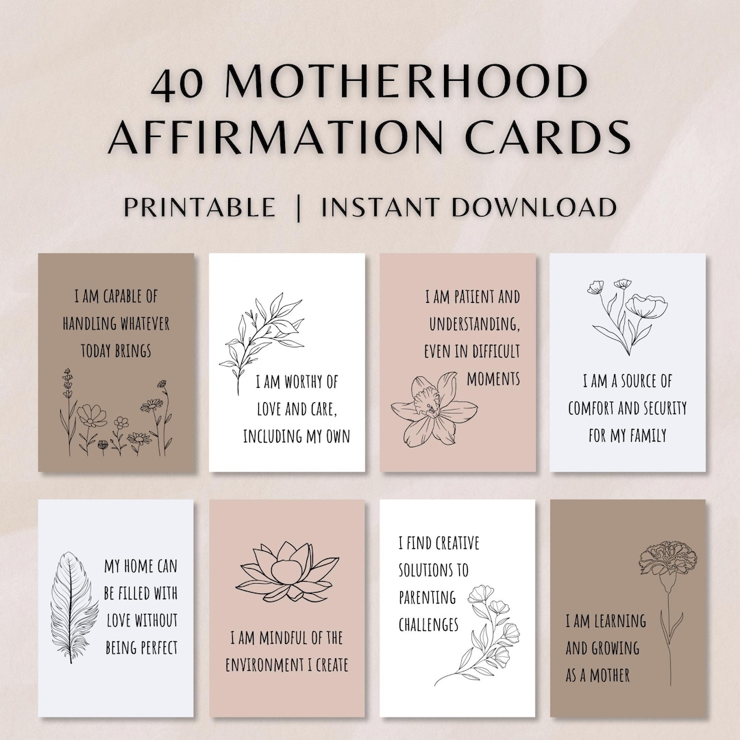 Motherhood Affirmation Cards | New Mom Positive Quotes Printable ...