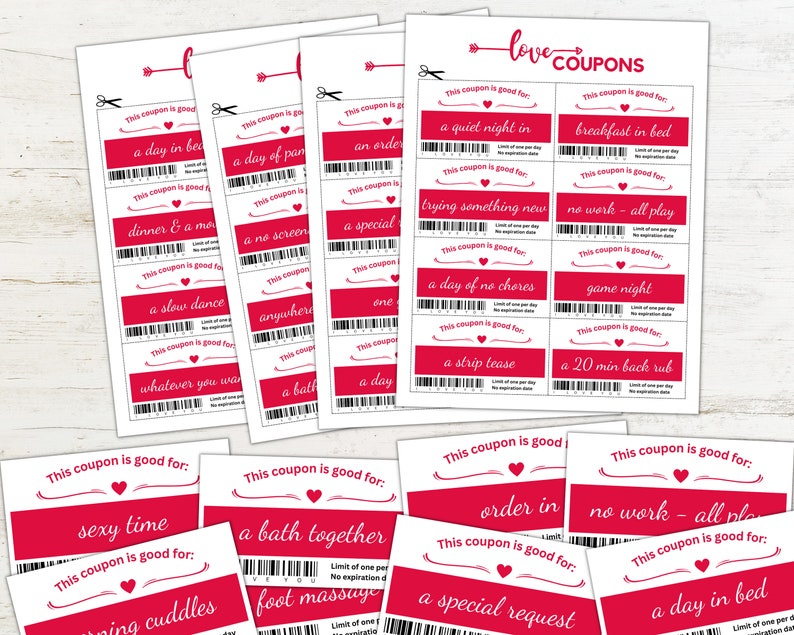 Printable Love Coupons Custom Gift Vouchers Personalized Gift for Him ...