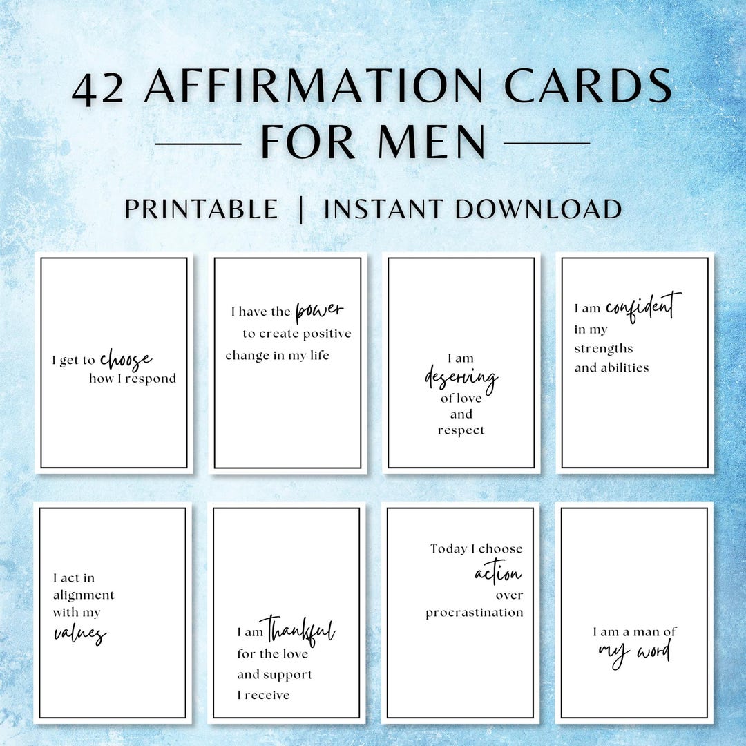 Affirmation Cards for Men Printable | Daily Positive Quote Flash Cards ...