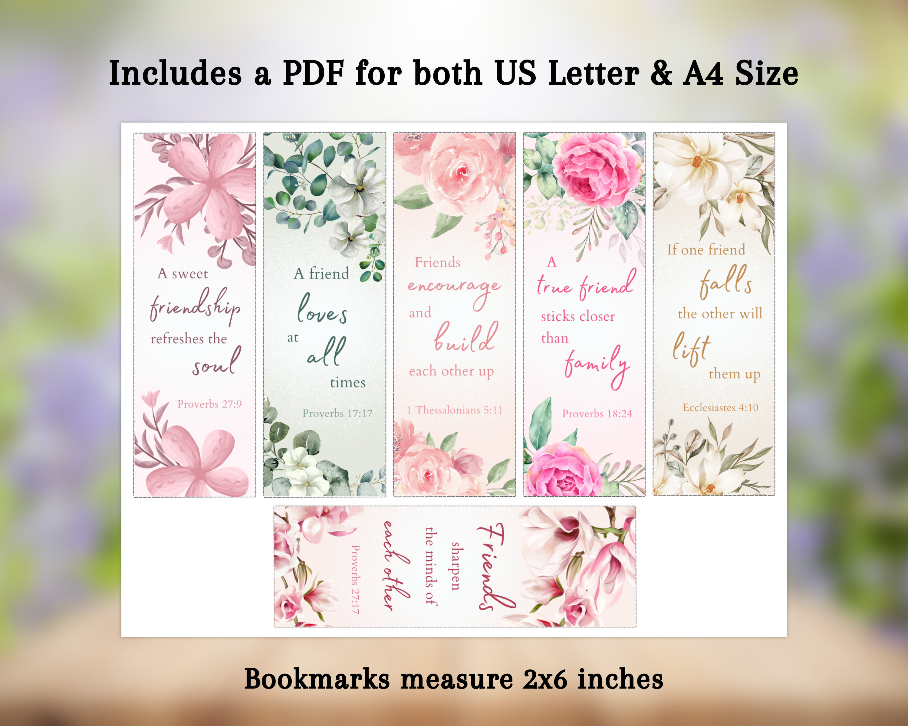 Printable Bible Verse Friendship Bookmarks | Scripture Quotes for ...