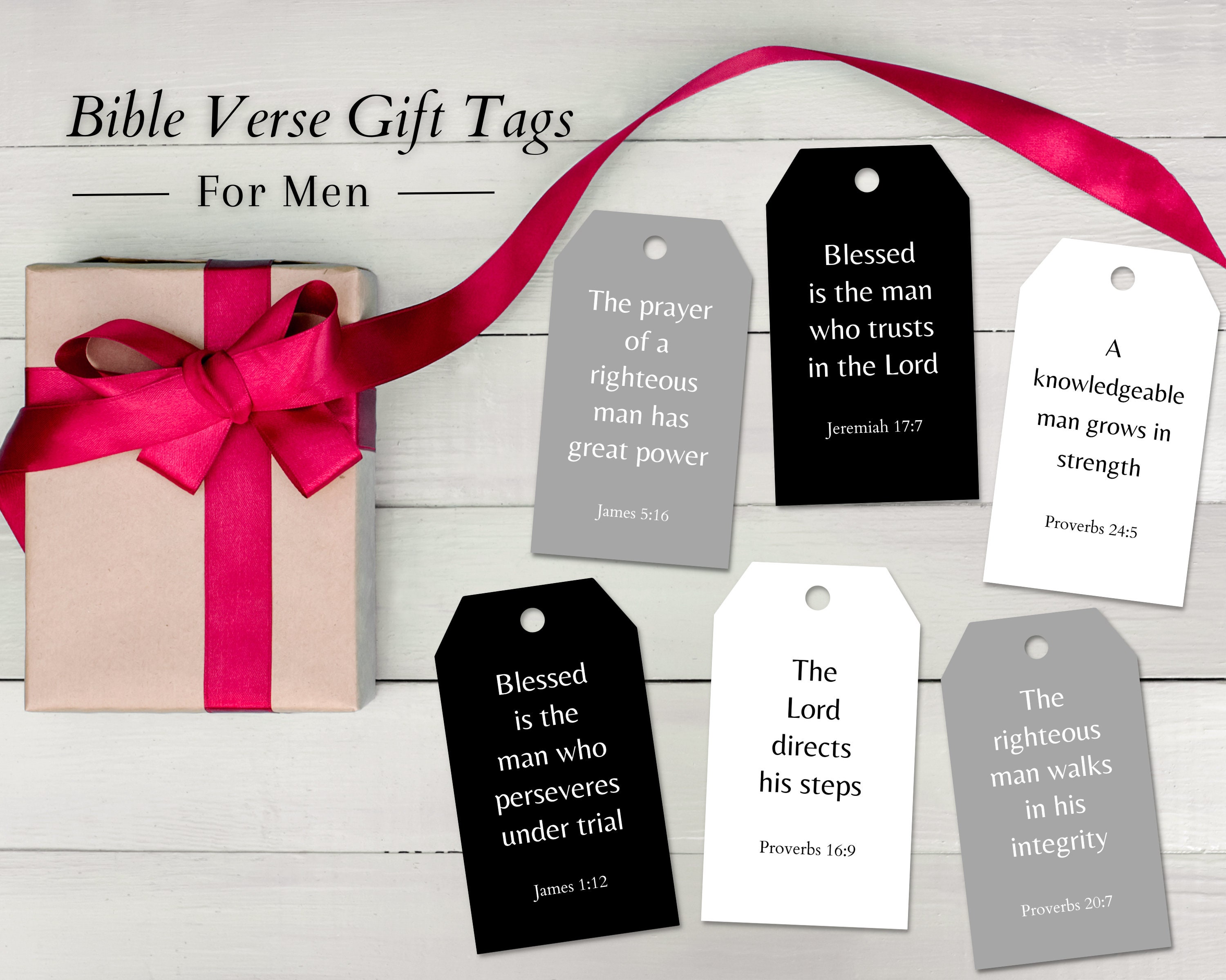 Printable Bible Verse Gift Tags for Men Christian Scripture Tags for ...
