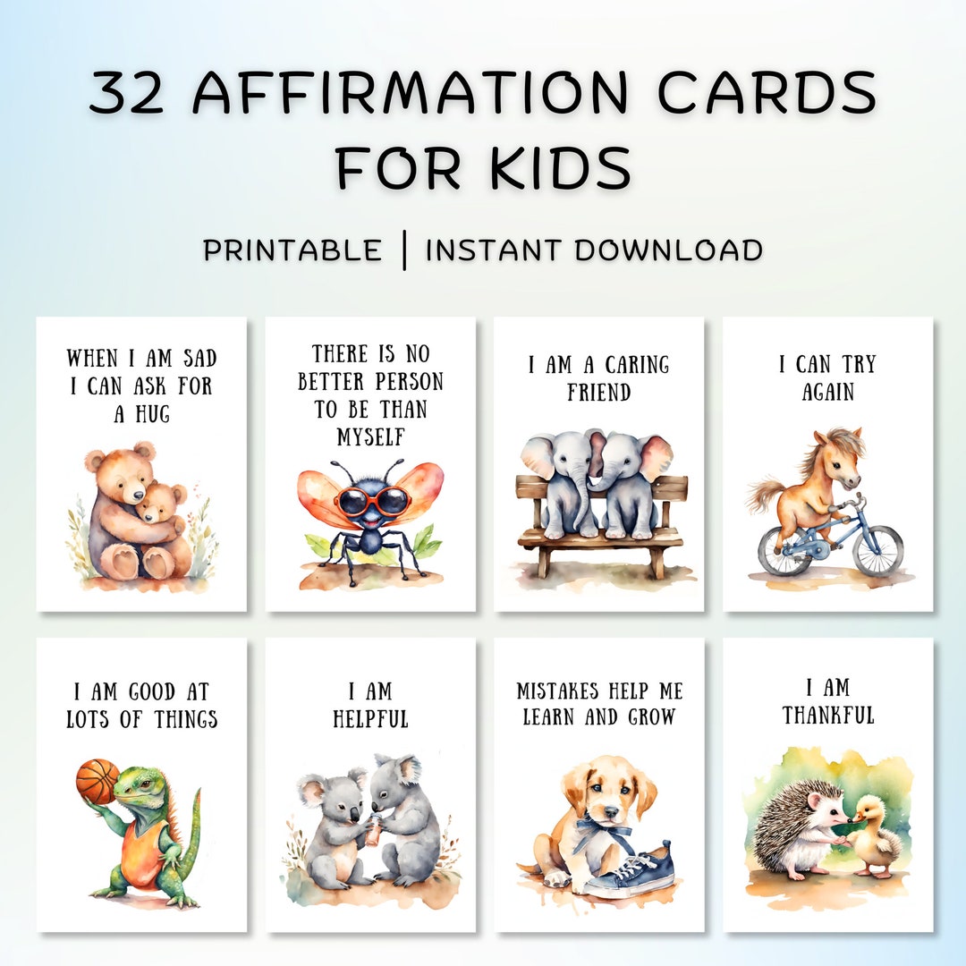 Positive Affirmation Cards for Kids | Printable Encouragement Cards ...