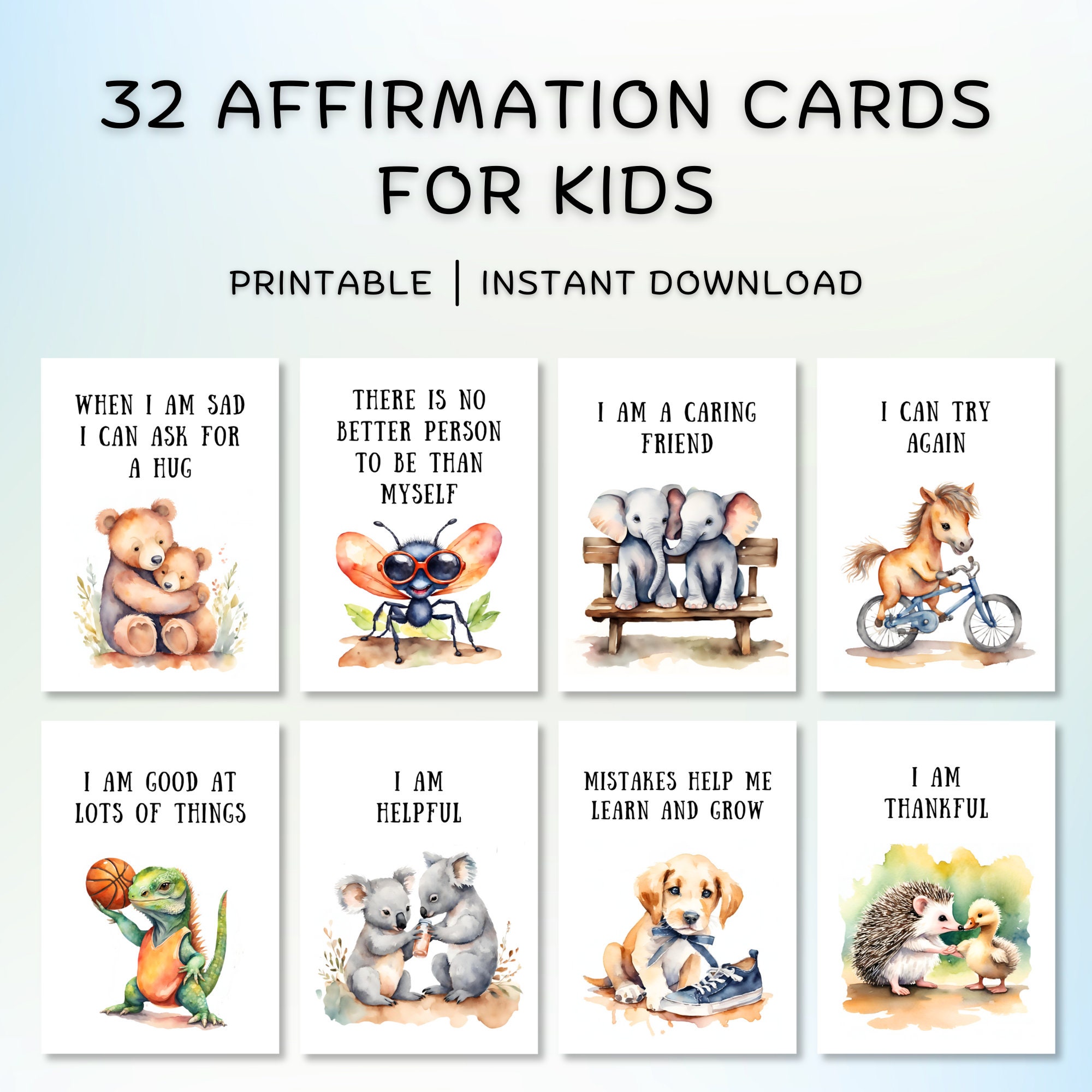 Positive Affirmation Cards for Kids | Printable Encouragement Cards ...