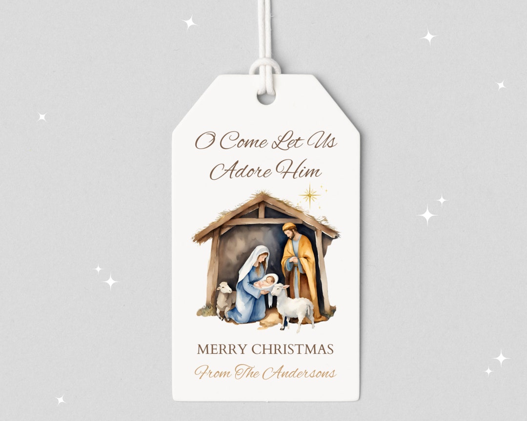 Personalized Christmas Gift Tag | Custom Nativity Label | Printable ...
