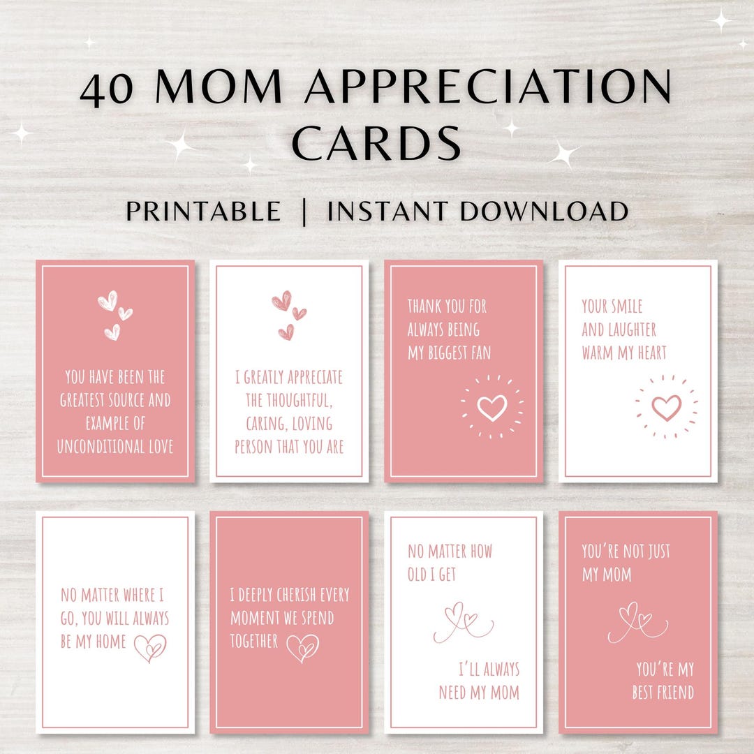 Mom Appreciation Cards | Printable Gratitude Affirmations | Mother's ...