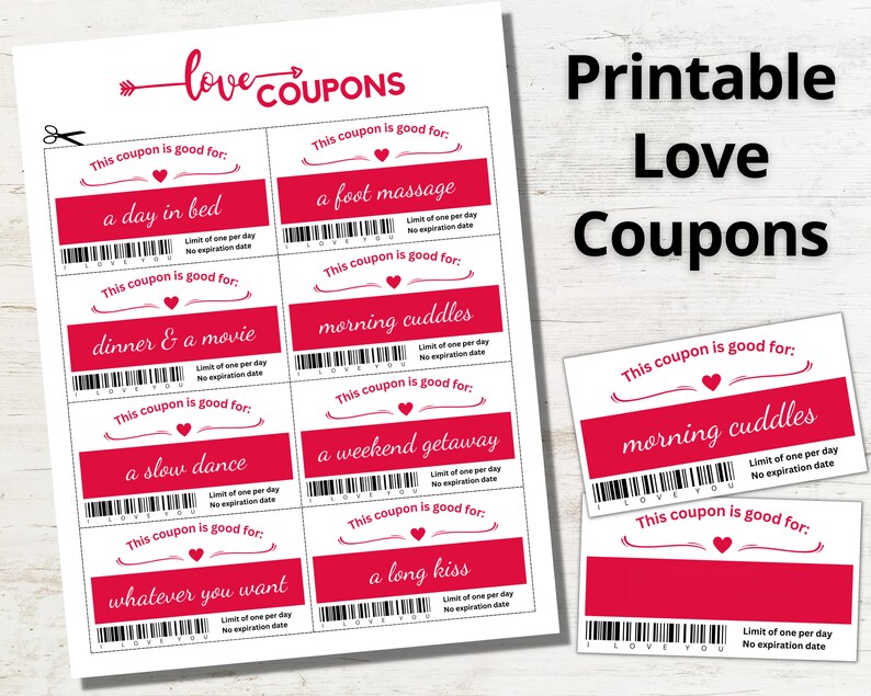 Printable Love Coupons | Custom Gift Vouchers | Personalized Gift for ...