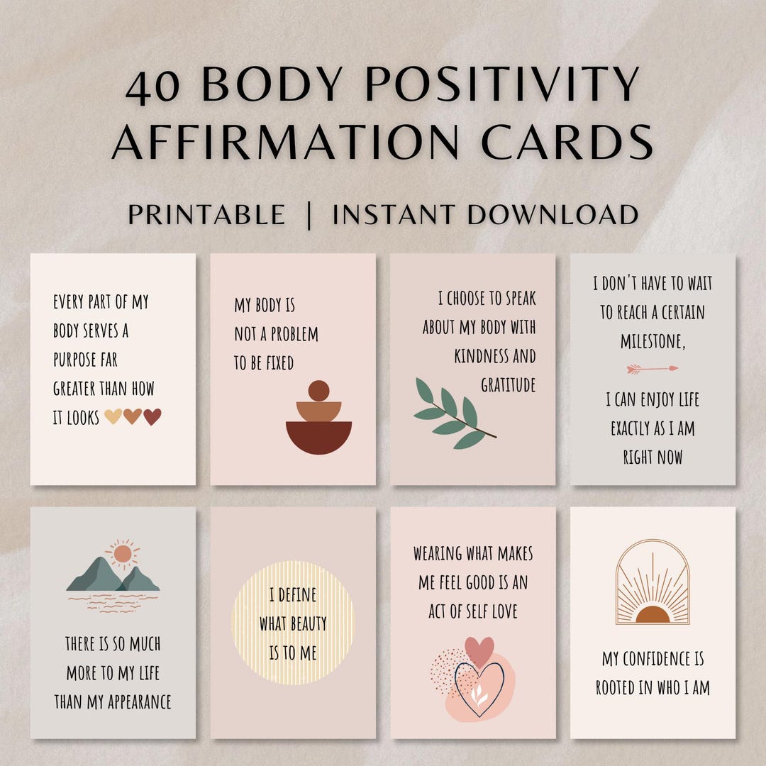 Body Positivity Affirmation Cards | Self Love Boho Printable | Daily ...