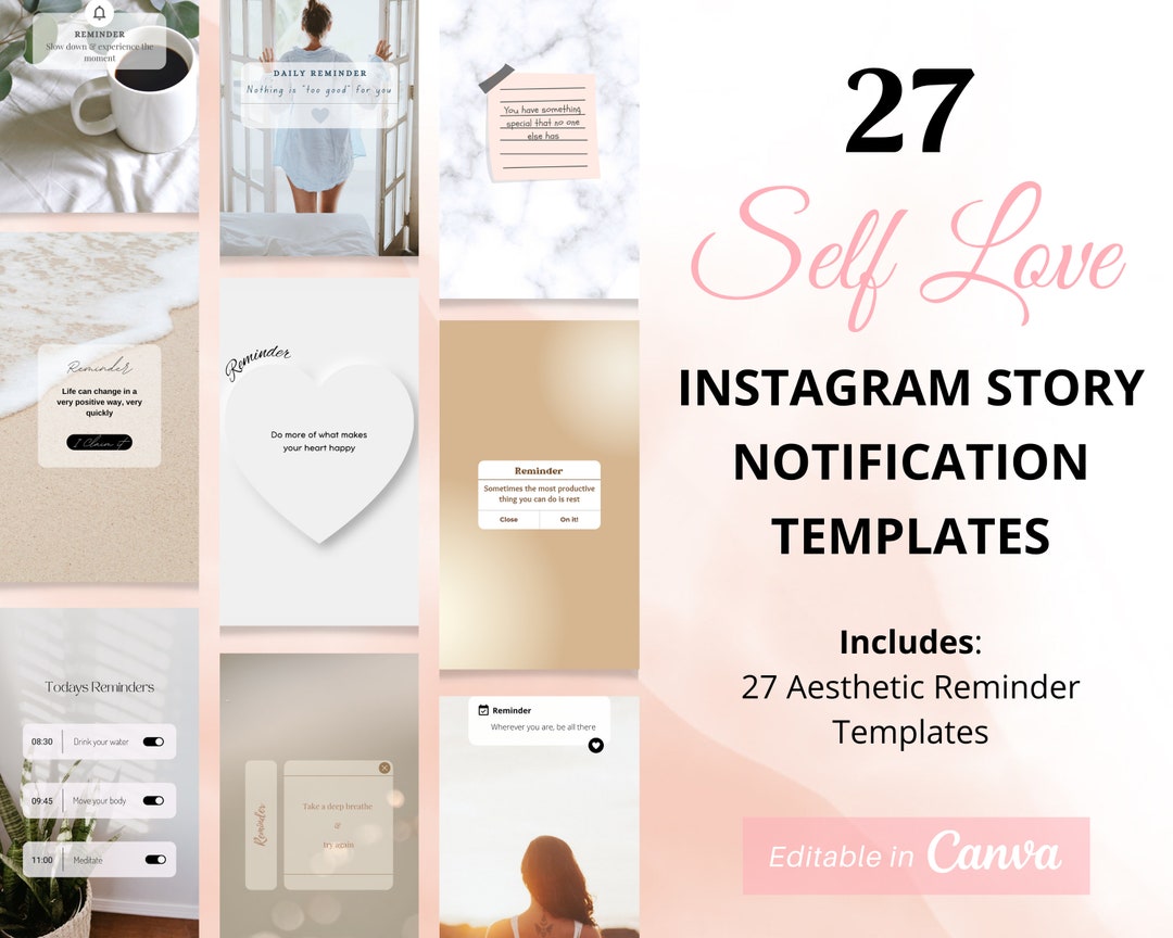 Self Love Instagram Story Templates | Wellness Reminders | Editable in ...