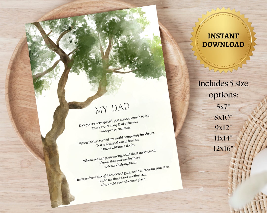 Printable Poem for Dad | DIY Gift for Father's Day | Poetry Card From ...