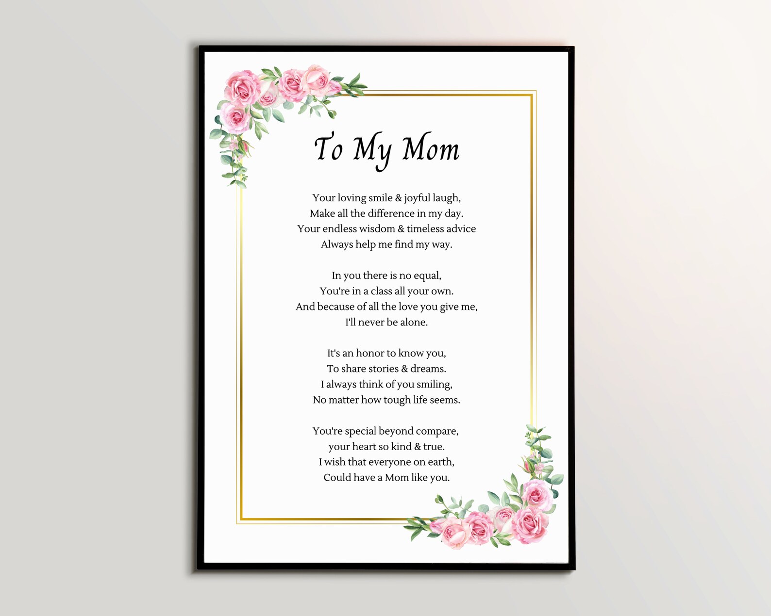 Printable Poem for Mom | to My Mom Card | Gift From Daughter or Son ...