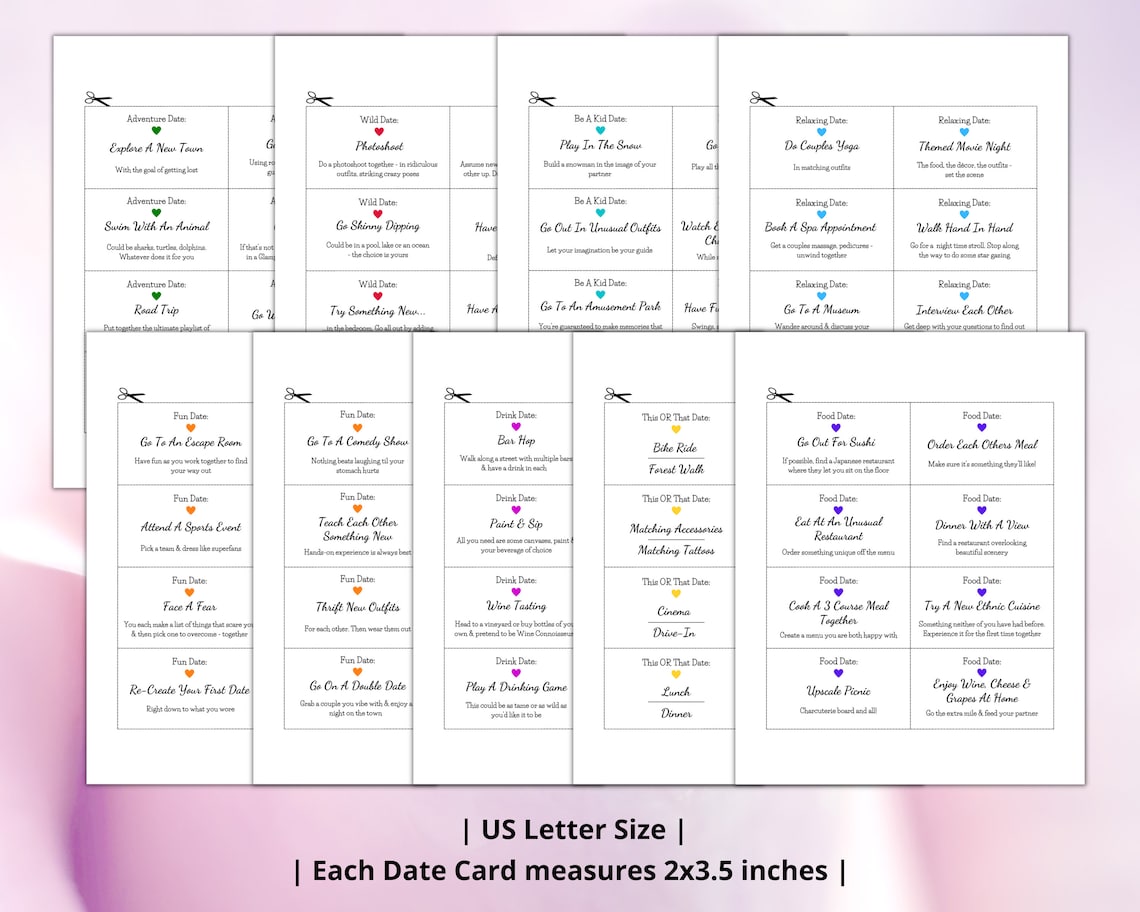 Date Night Idea Cards | Printable Jar Coupons | Couples Gifts | Date ...