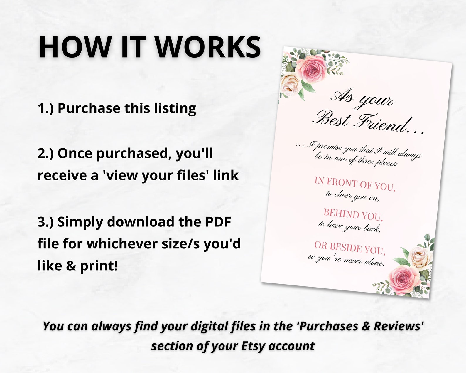 Printable Best Friend Poem | Floral Watercolor Card for Bestie ...