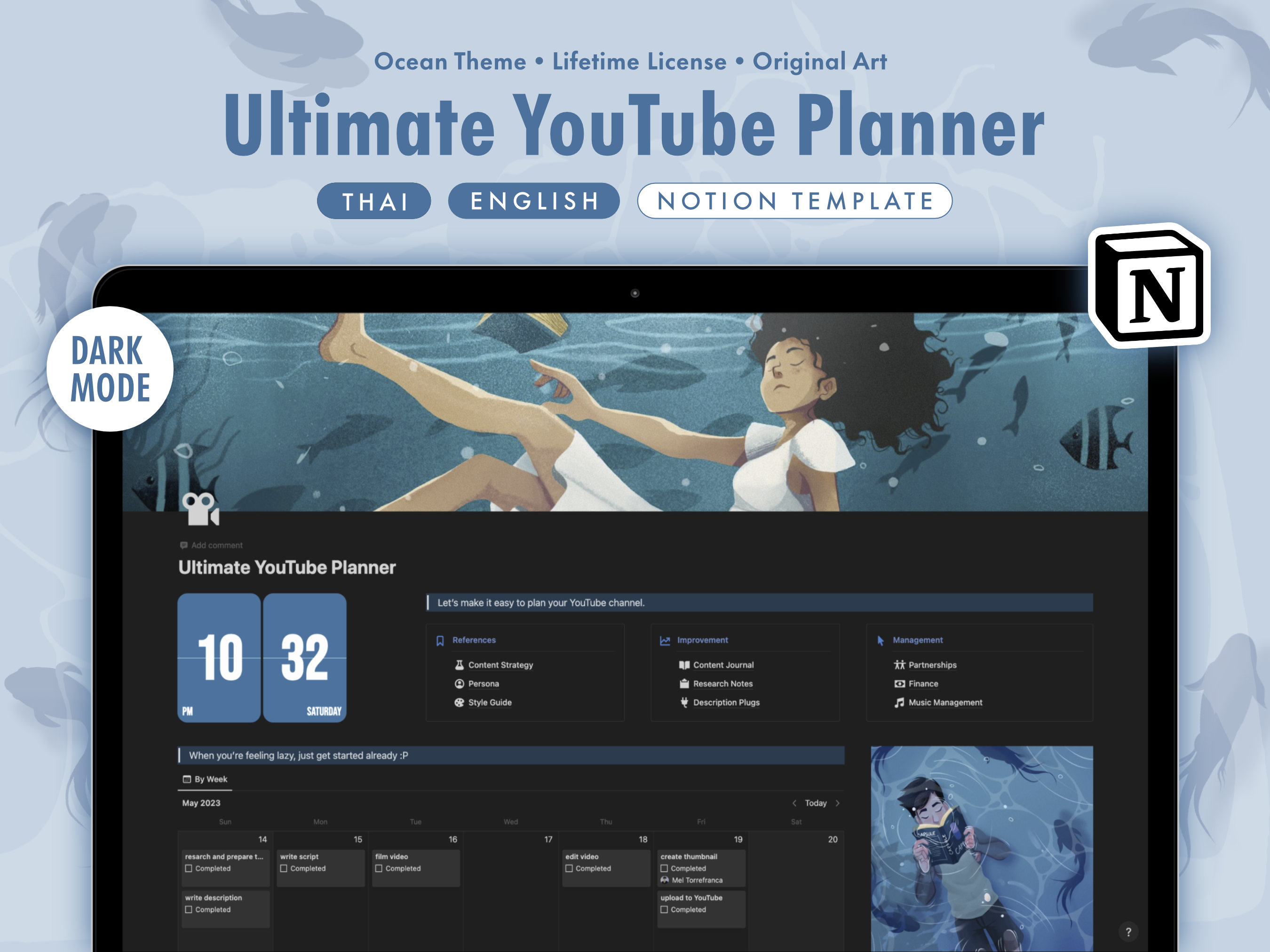 Ultimate Notion Template for Youtubers | Digital Video Planner, Social ...