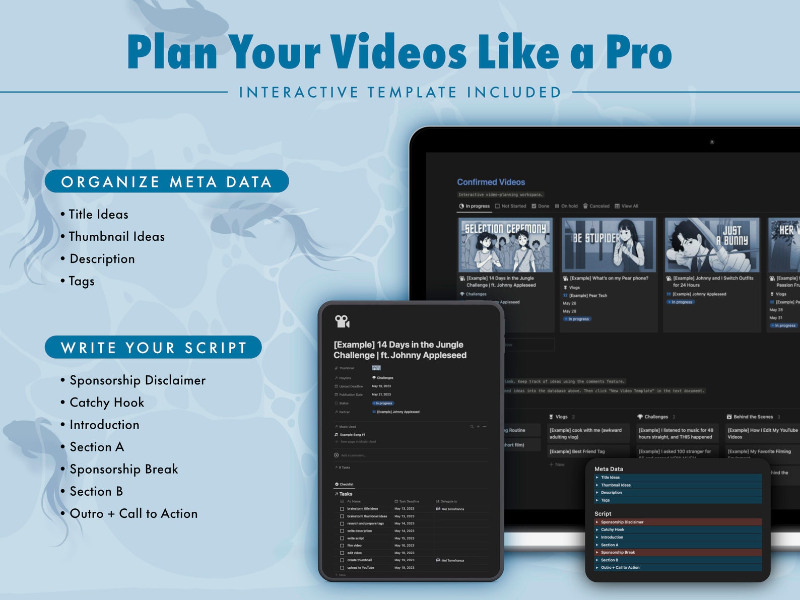 Ultimate Notion Template for Youtubers | Digital Video Planner, Social ...