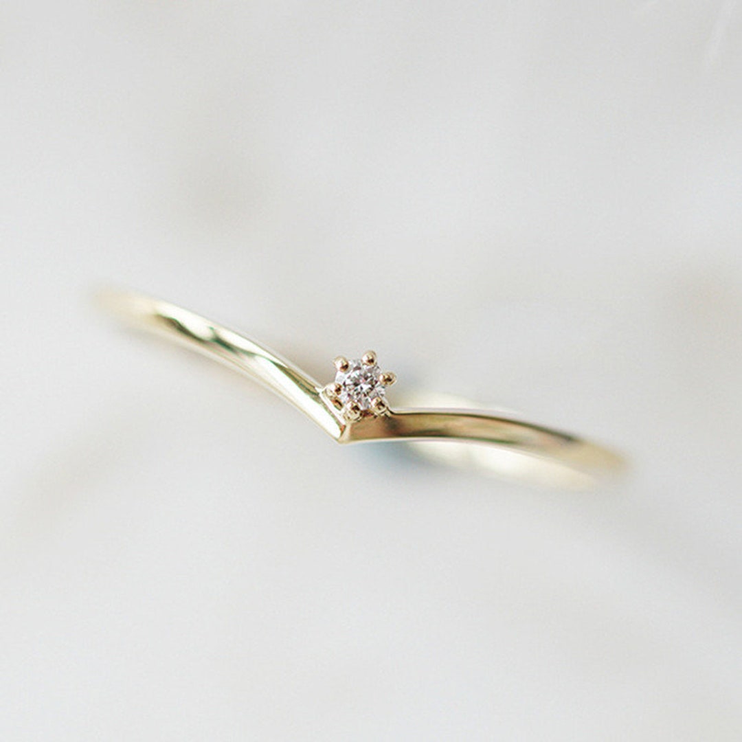 14K Gold/925 Sliver V Ring, Stacking Ring, Chevron Ring,dainty Ring ...