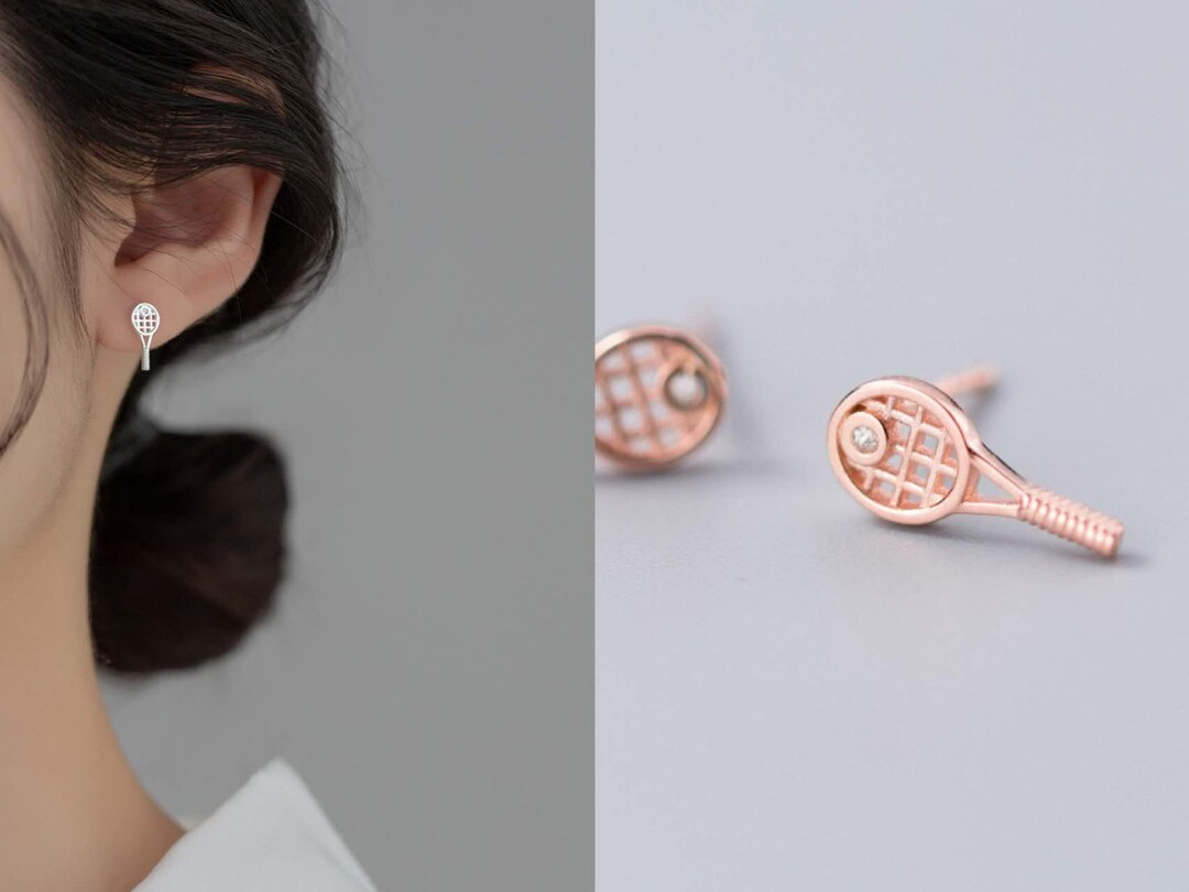 Tennis Ear Studs,925 Silver,tennis Racket Earrings,tennis Lover Gift ...