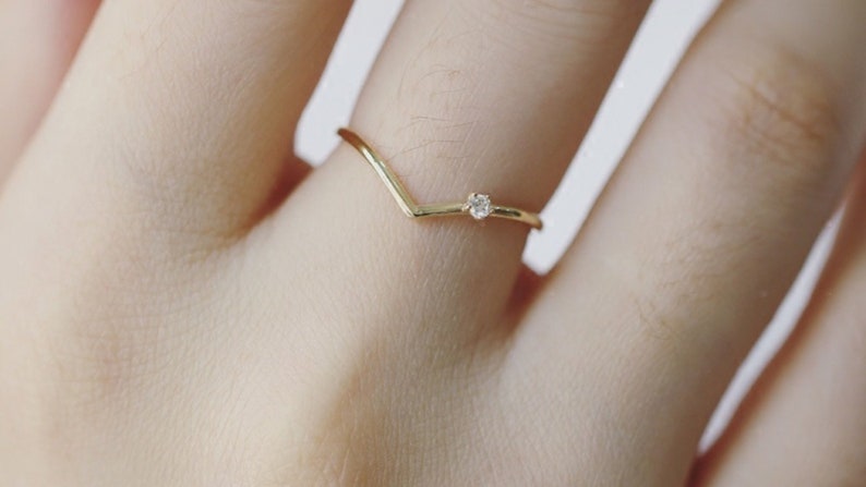14K Gold/925 Sliver V Ring, Stacking Ring, Chevron Ring,dainty Ring ...