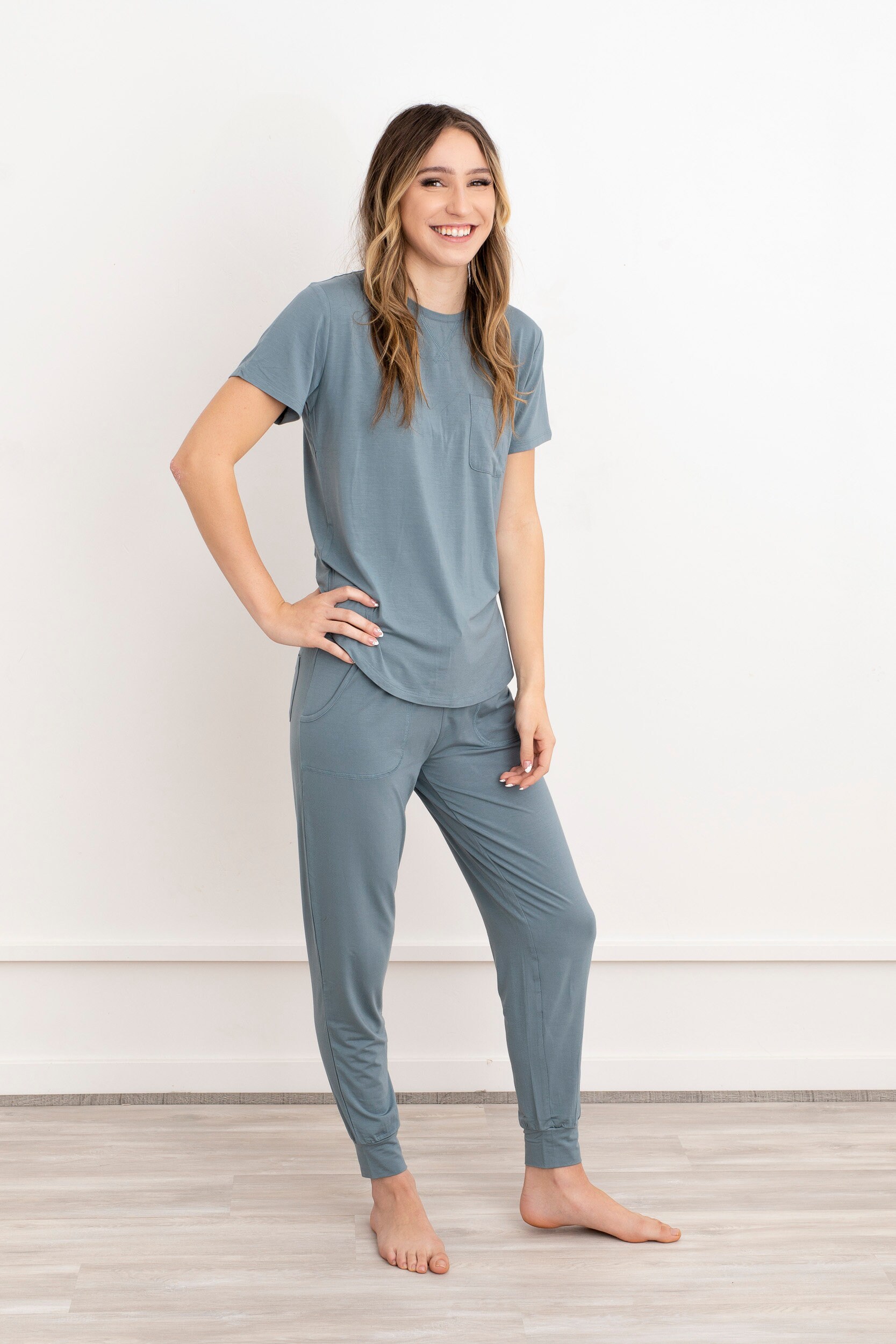 French Blue Modal Pajama Set: Women's Soft & Cooling Sleepwear ...