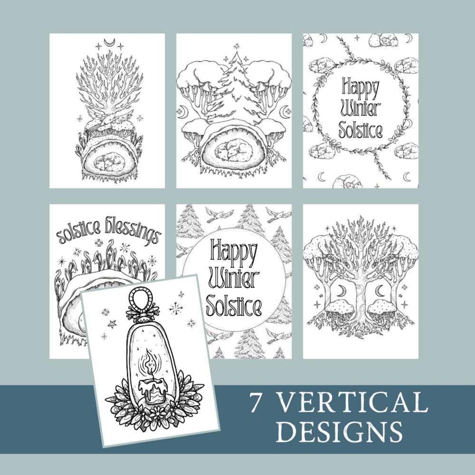 Printable Winter Solstice Coloring Pages - 15 Designs - Yule Coloring ...