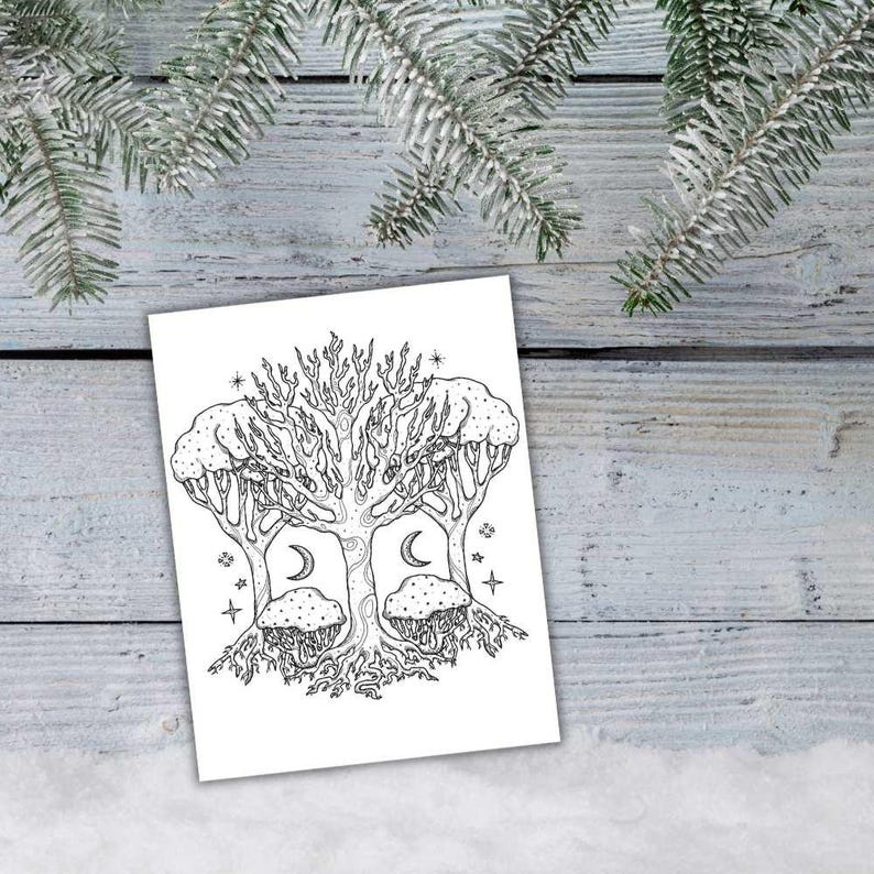 Printable Winter Solstice Coloring Pages - 15 Designs - Yule Coloring ...
