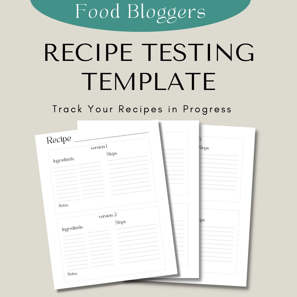 Recipe Testing Template for Food Bloggers - Etsy