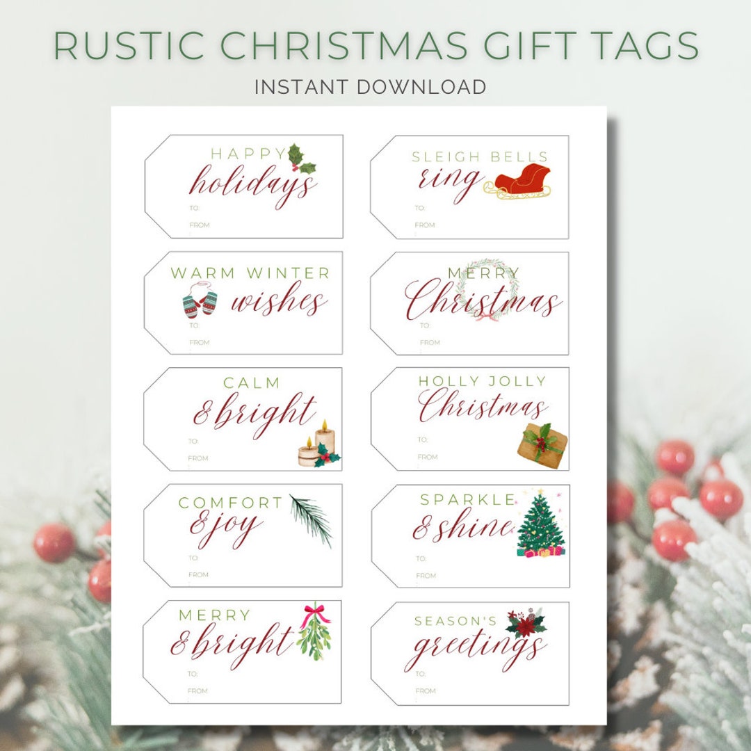 Rustic Christmas Gift Tags Printable Christmas Gift Tags - Etsy