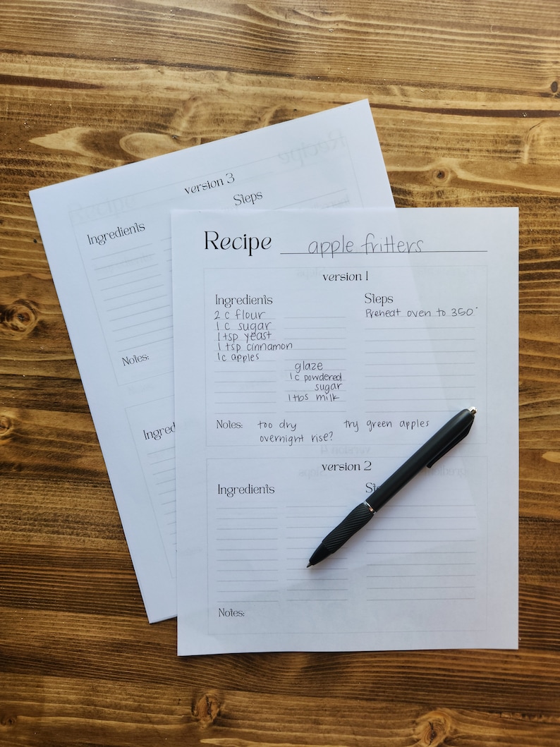 Recipe Testing Template for Food Bloggers - Etsy