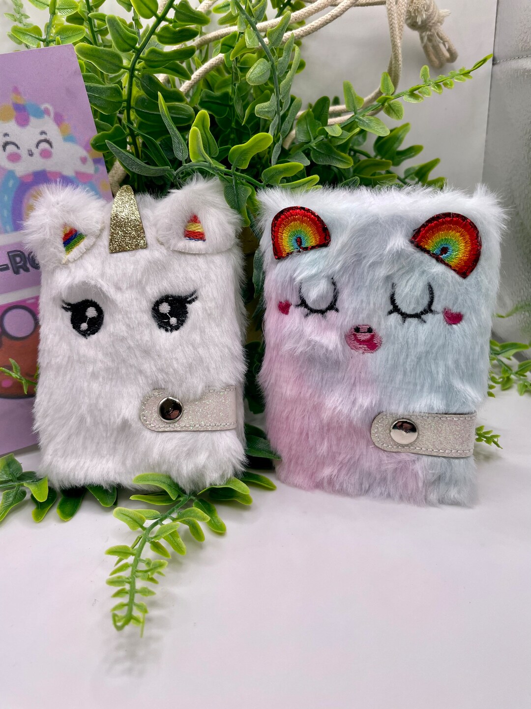 Unicorn and Bear Cartoon Plush Journal With Chain Kids Children ...