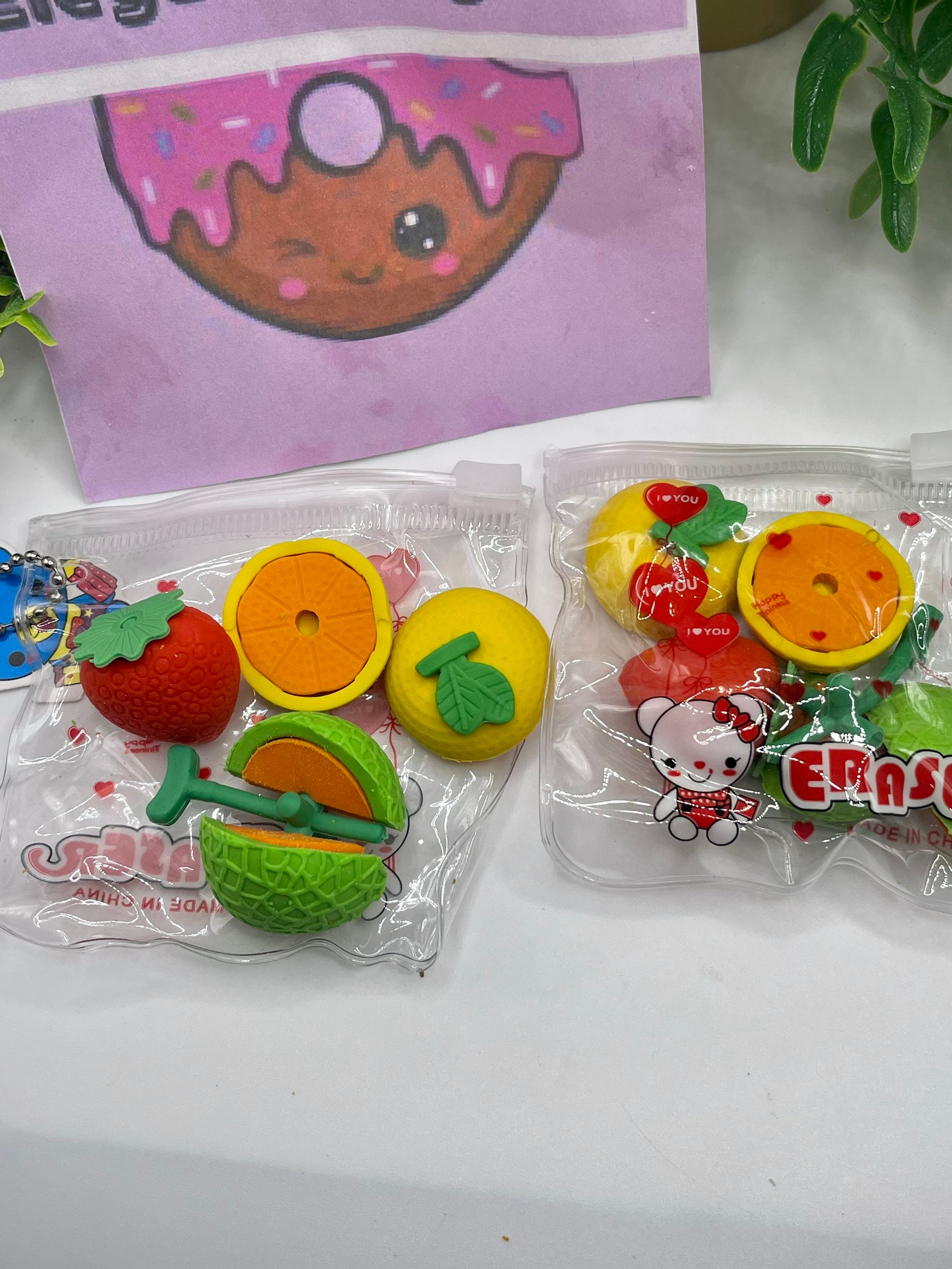Cute Mini Fruit Erasers Rubbers Correctors Girls Boys Stationary Kids ...
