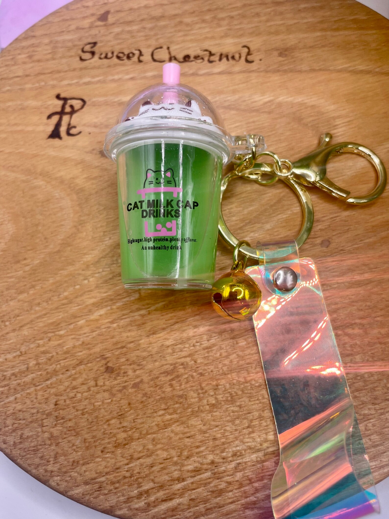 Cat Milk Cap Drinks Boba Tea Keychains/keyrings Kitty Anime Kawaii ...