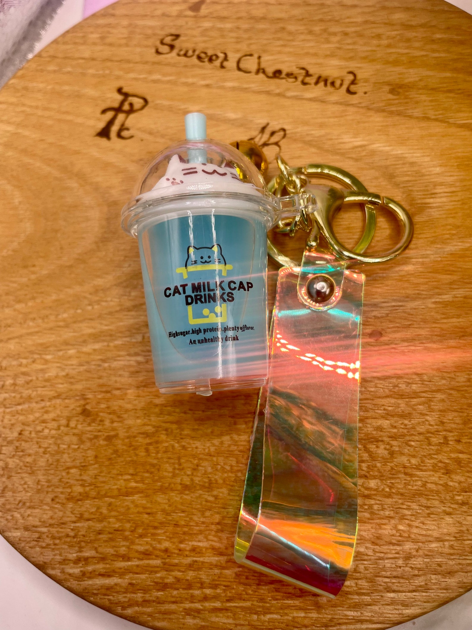 Cat Milk Cap Drinks Boba Tea Keychains/keyrings Kitty Anime Kawaii ...