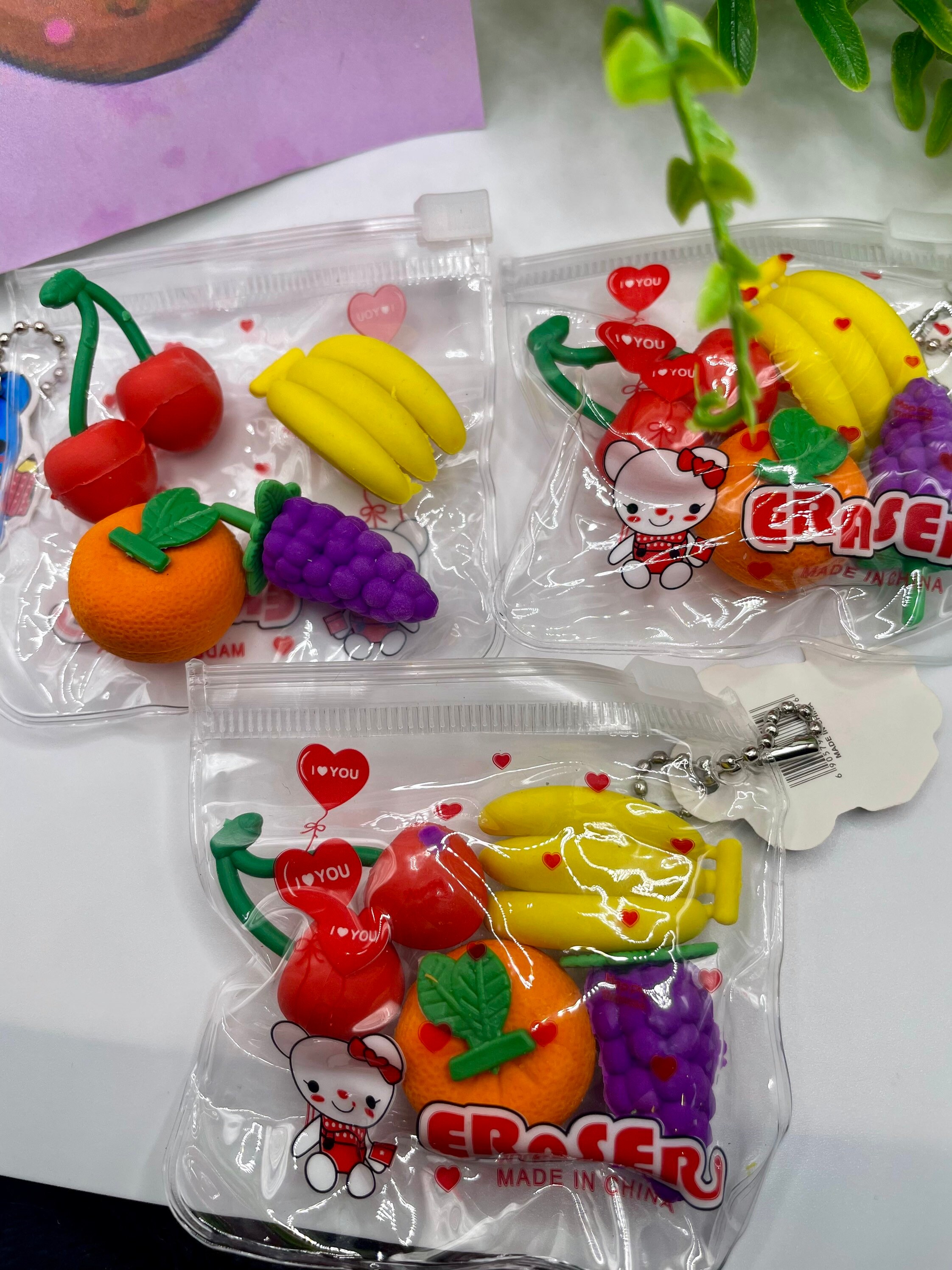 Cute Mini Fruit Erasers Rubbers Correctors Girls Boys Stationary Kids ...