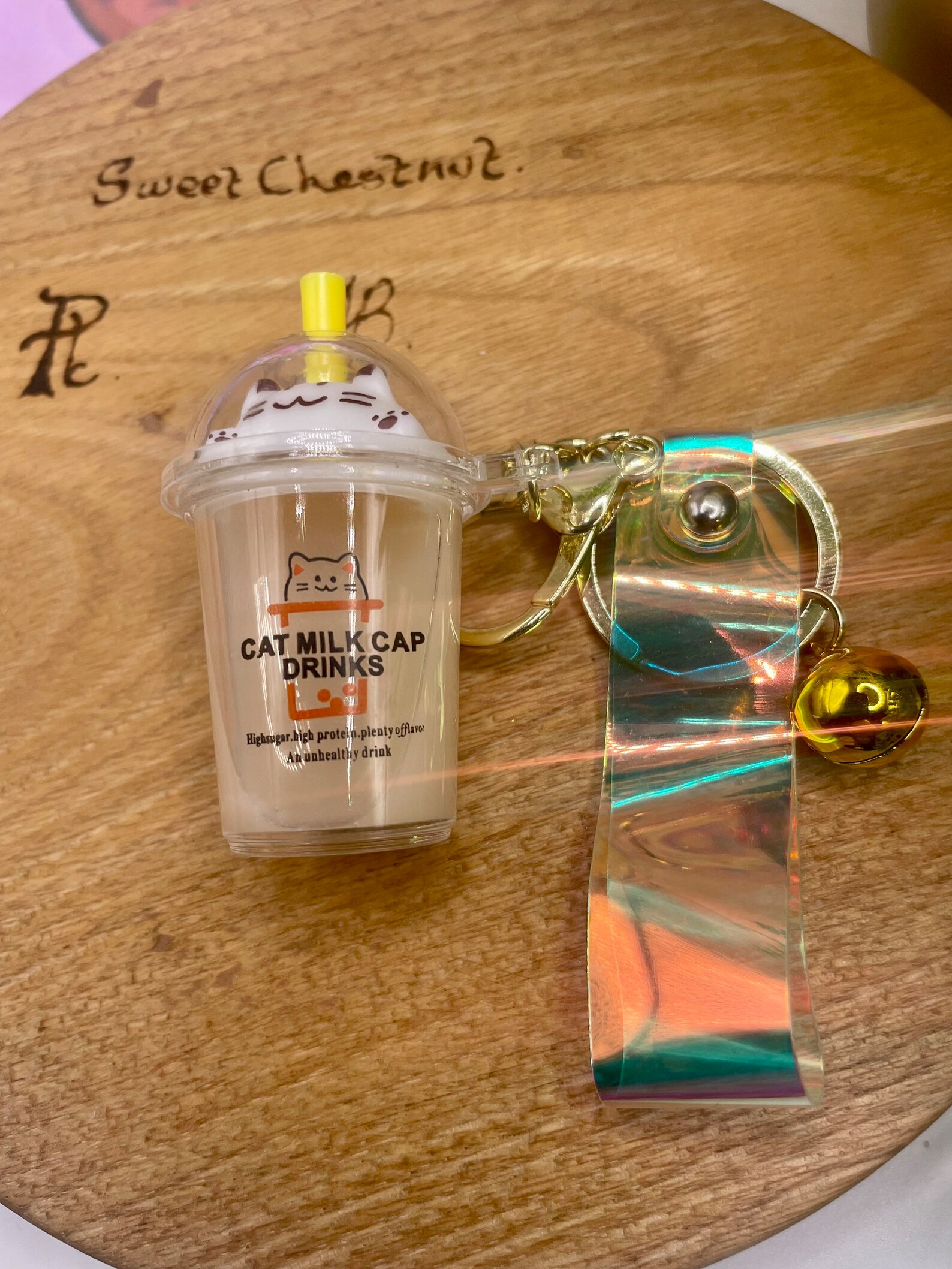 Cat Milk Cap Drinks Boba Tea Keychains/keyrings Kitty Anime Kawaii ...