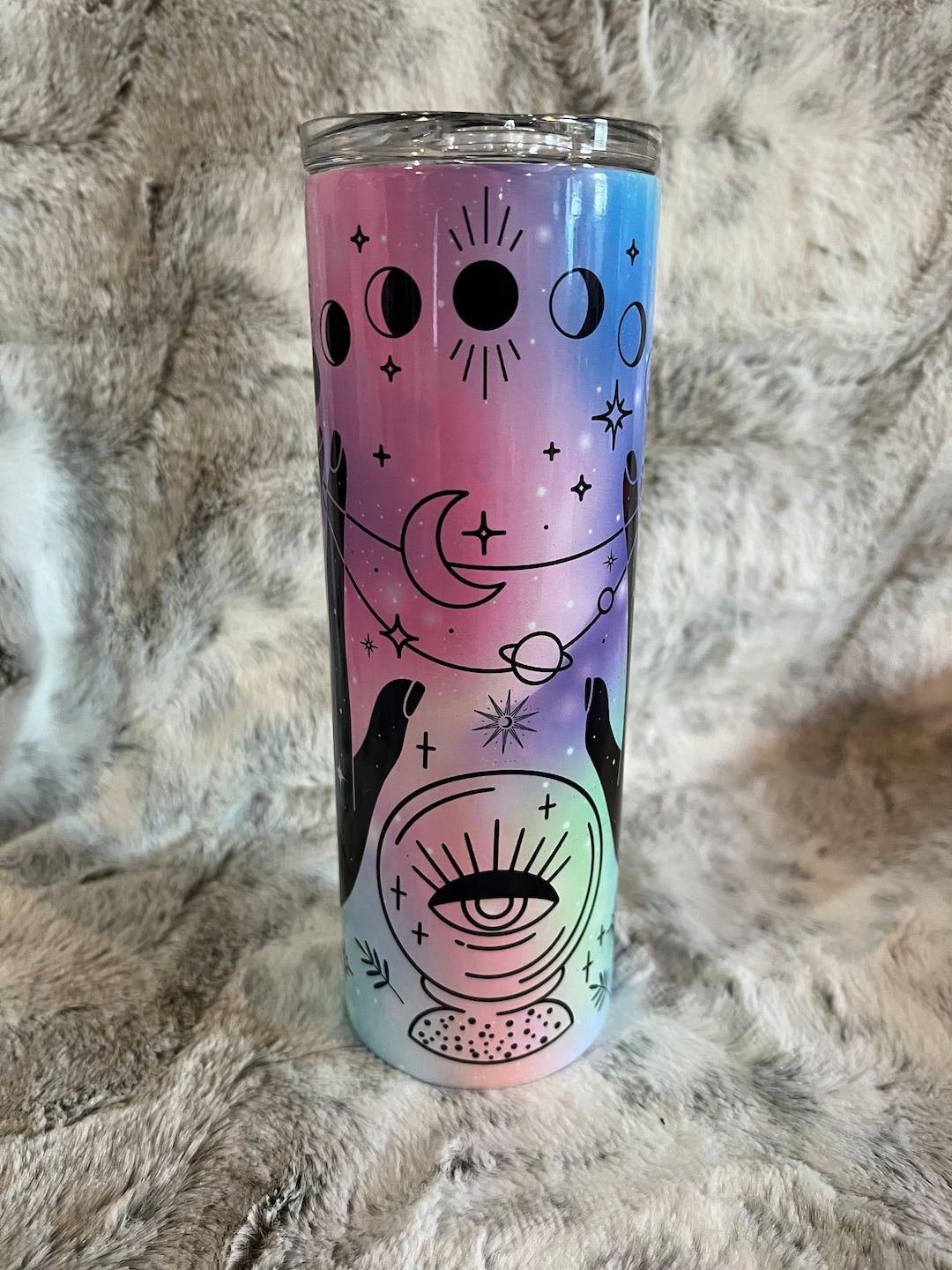 Mystical Spiritual Crystal Ball Eye Moon Stars Colorful 20 Oz Stainless ...