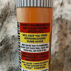 Fukitol RX Funny Gag Gift Script Prescription Pill Bottle 20 Oz ...