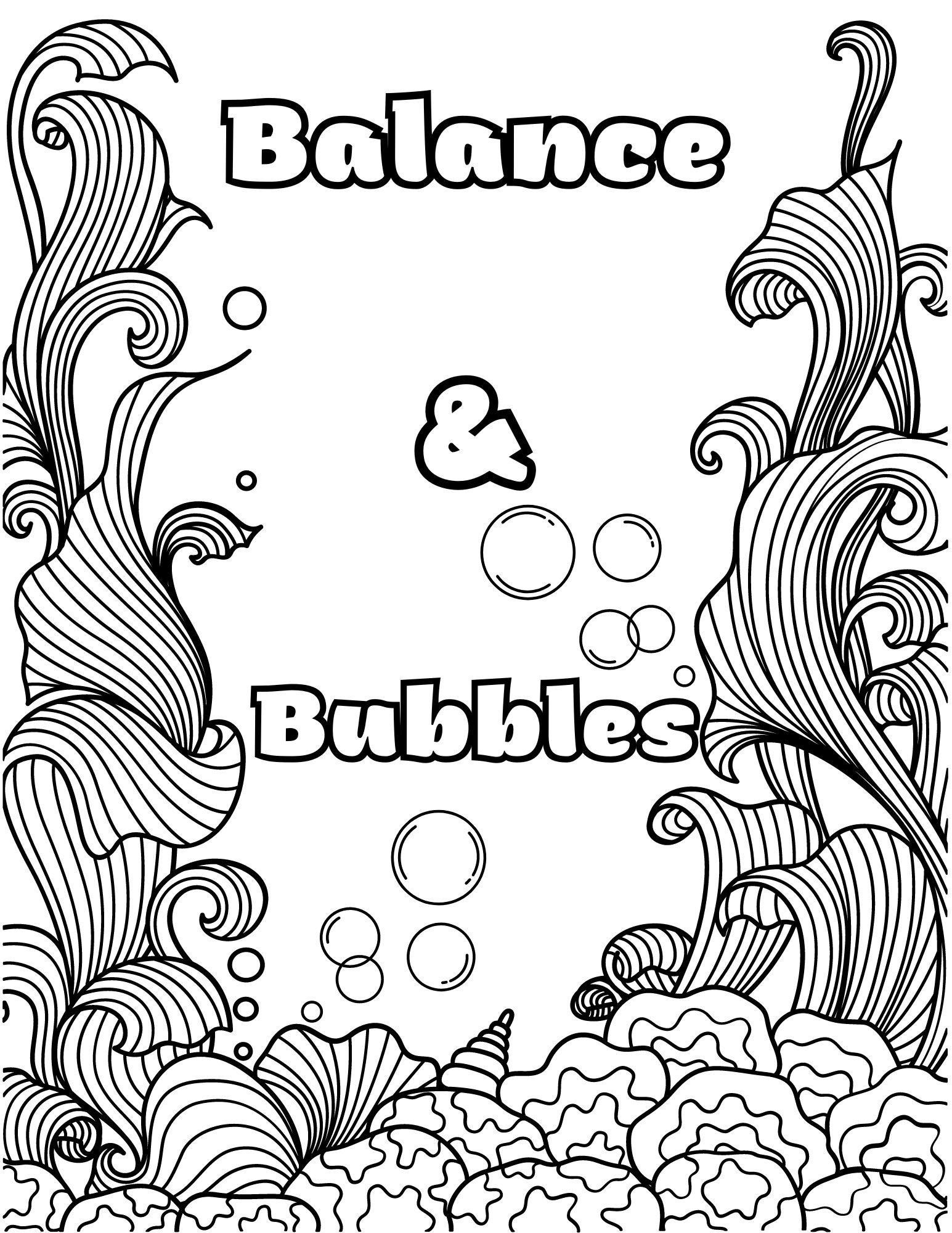 Balance & Bubbles Coloring Pages - Etsy