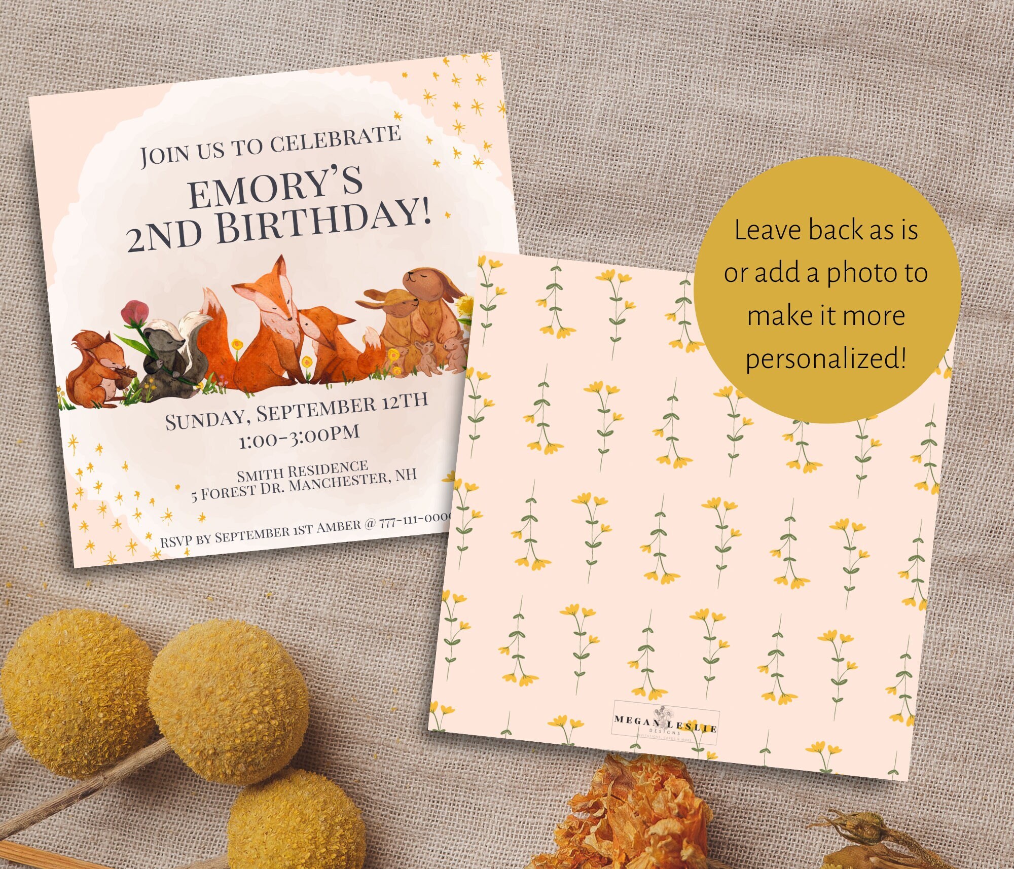 Woodland Birthday Invitation Digital Download Canva Template - Etsy