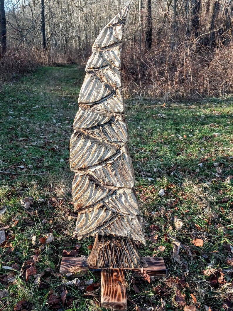 Four Foot Wooden Carved Christmas Tree, Rustic Decor, Unique Christmas ...