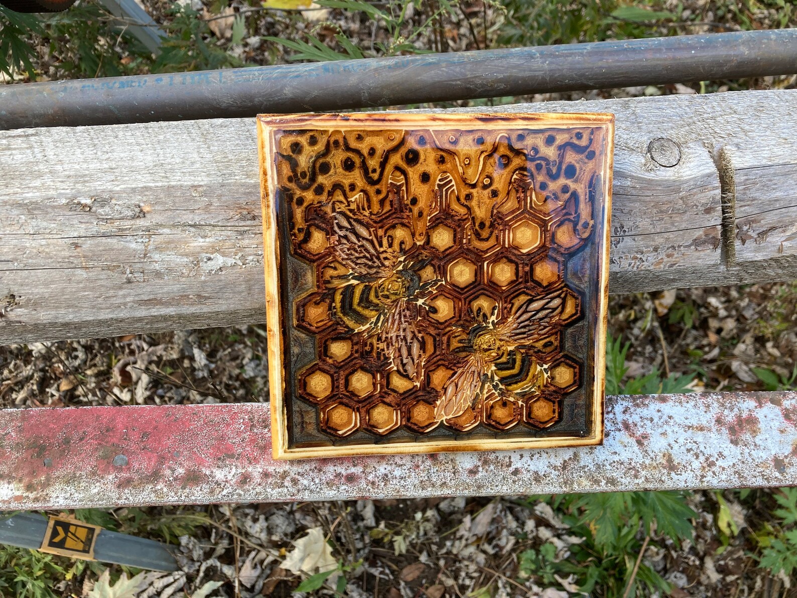 Handmade Wood Trivet, Honey Bee Decor, Wildlife Theme, Rustic Woods ...