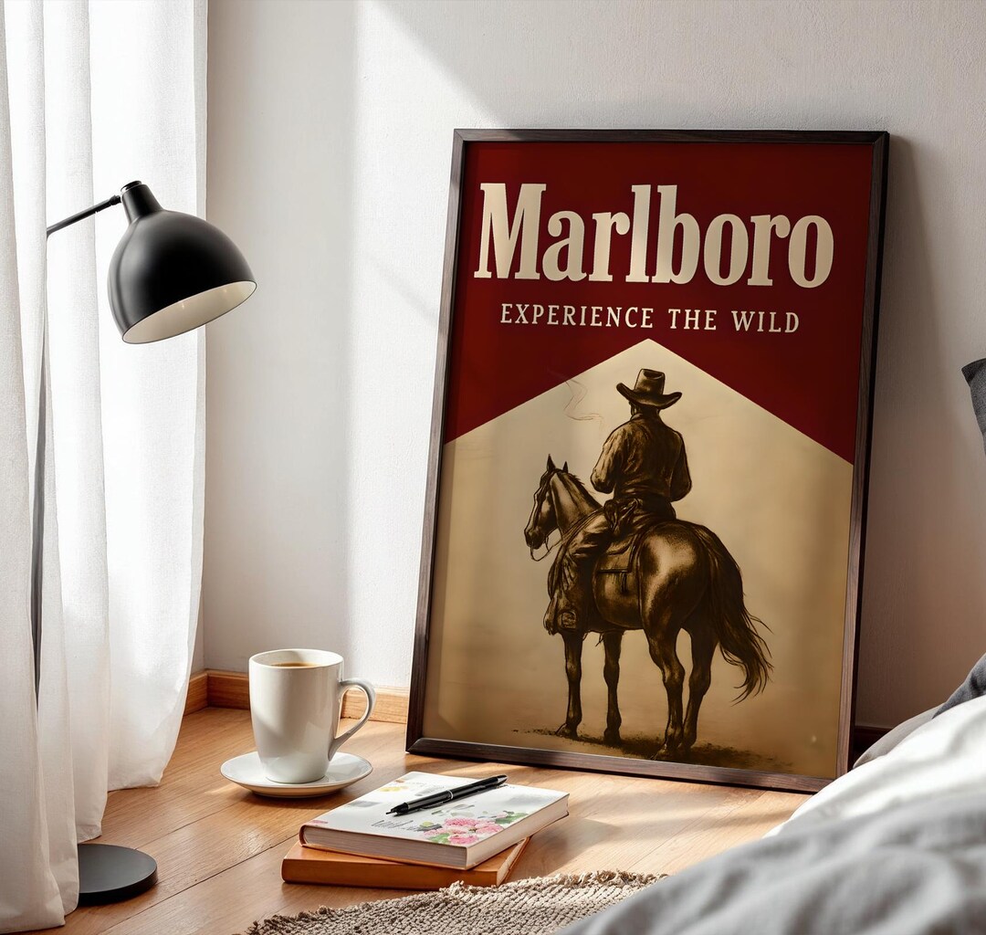 Vintage Cigarette Western Poster Print, Retro Marlboro Print, Tobacco ...