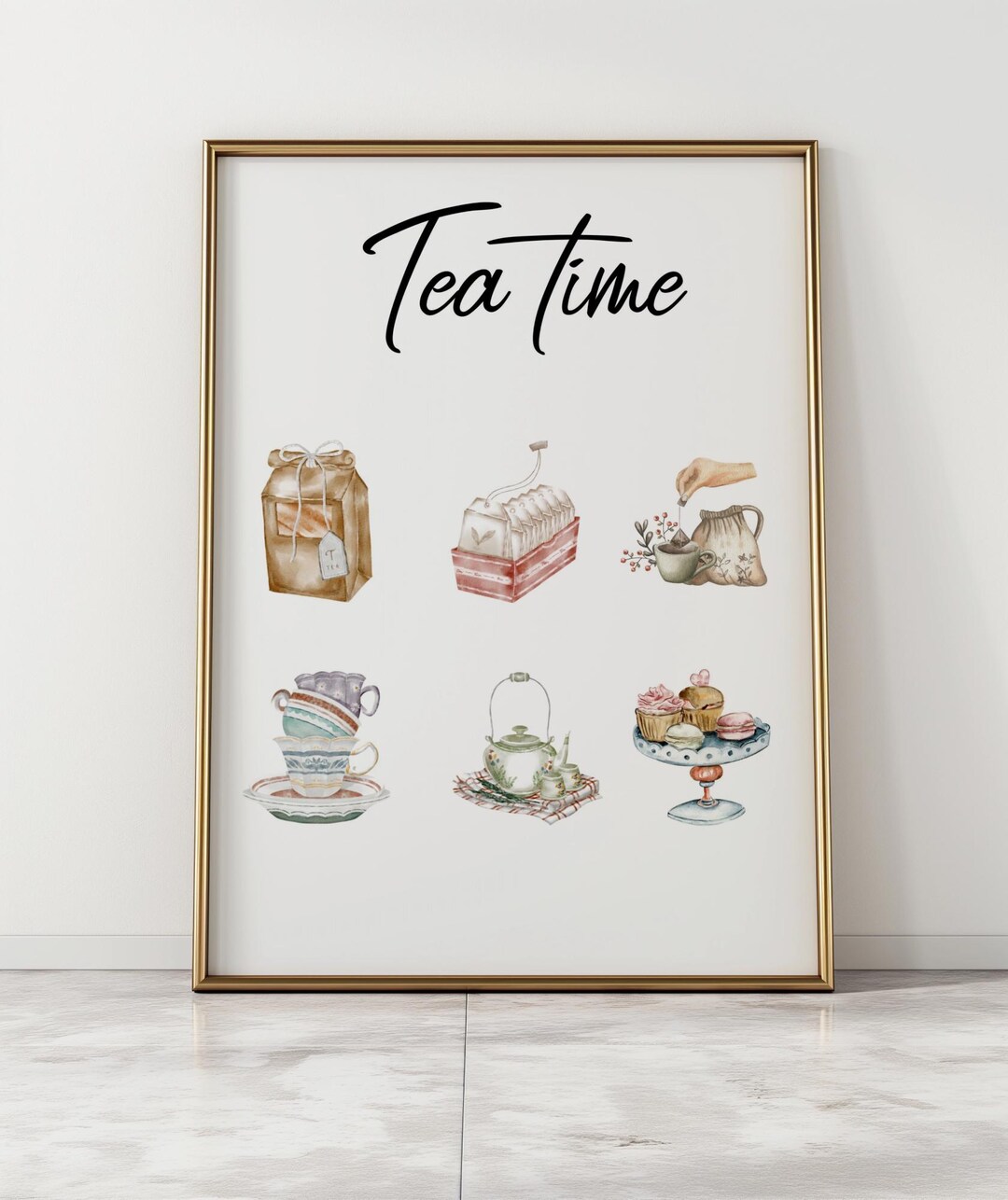 Tea Cup Print, Tea Mug Poster, Colorful Kitchen Wall Art, Coffee and ...