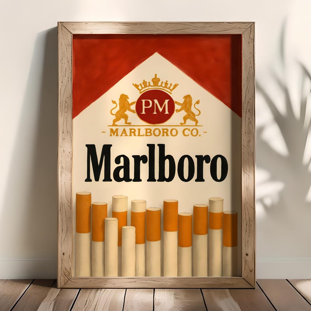 Vintage Cigarette Packs Poster Print, Retro Marlboro Print, Packs ...