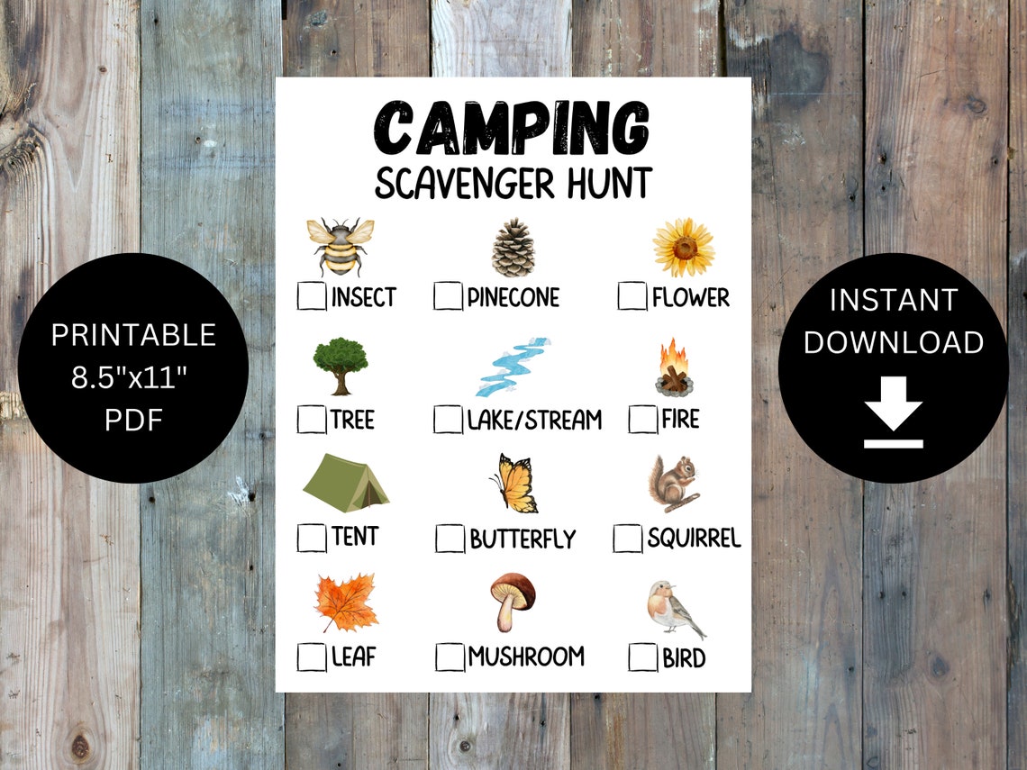 Camping Scavenger Hunt, Camping Activity, Camping Scavenger Hunt PDF ...