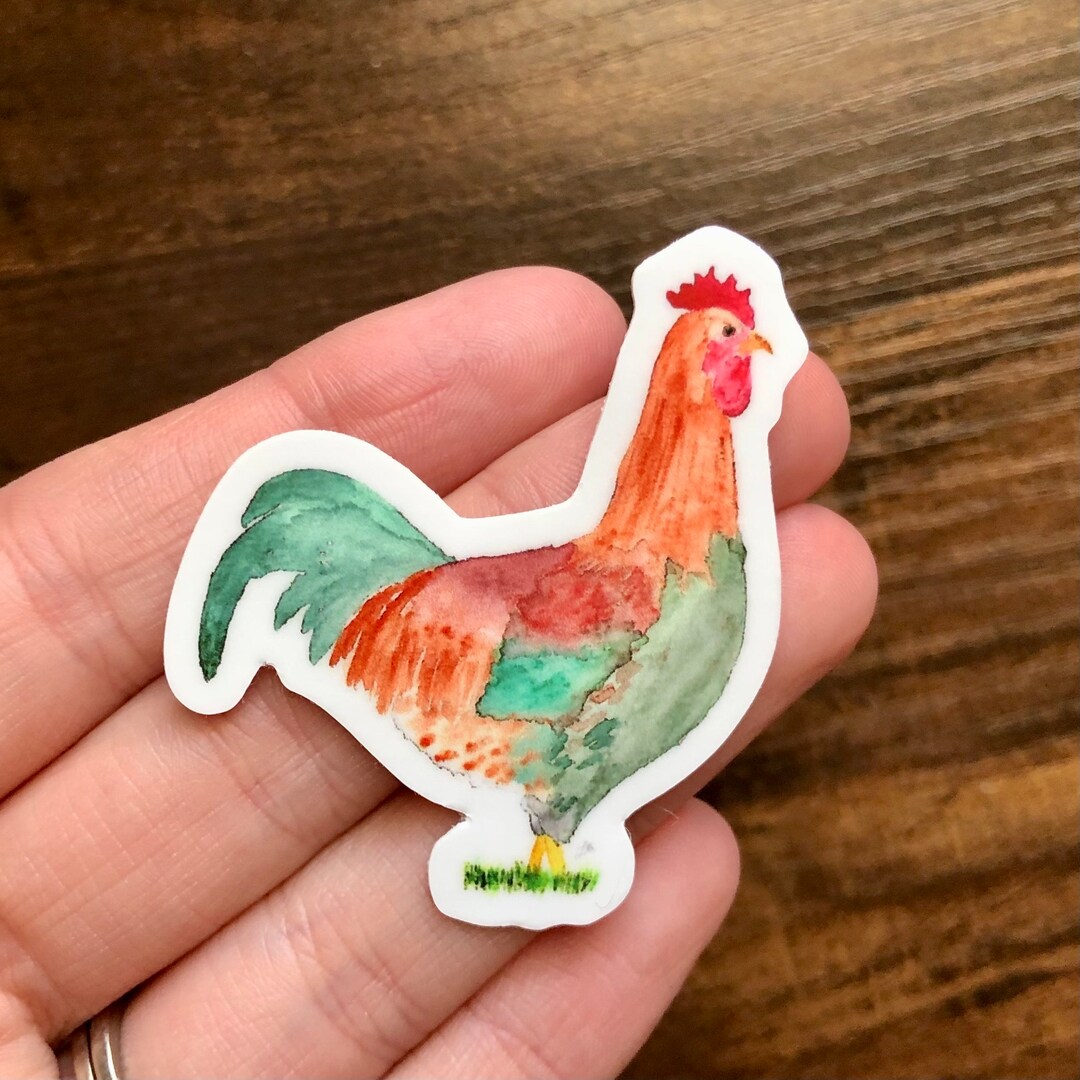 Watercolor Rooster Sticker - Etsy